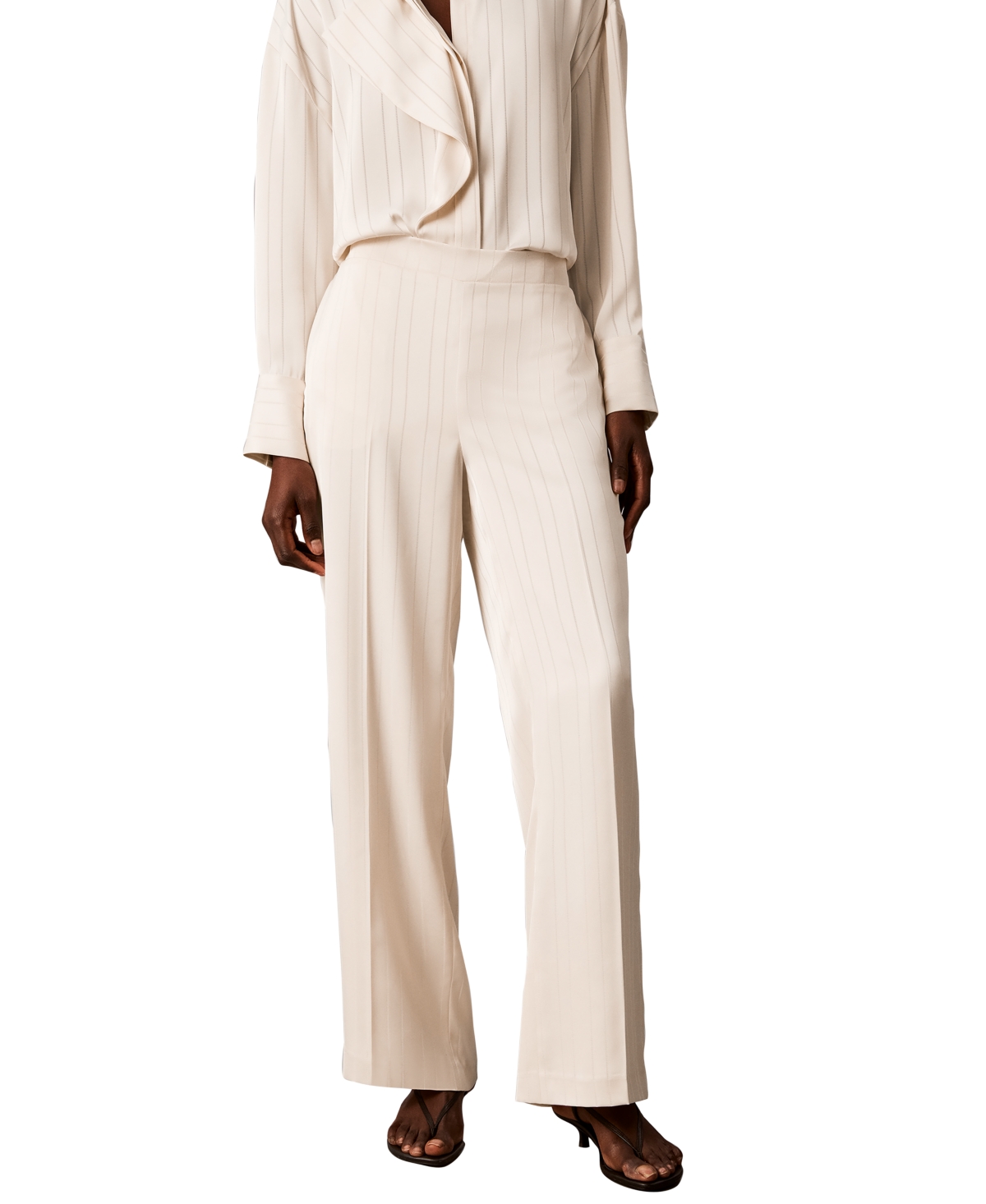 Click here for Calvin Klein Womens Pull-on Wide-leg Satin Pants -... prices