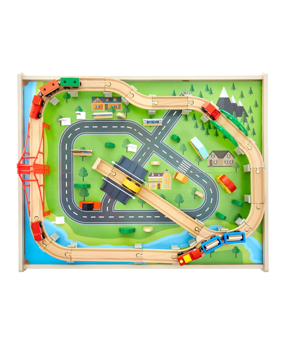 Click here for Hongge 3-in-1 100-Piece Reversible Wooden Train Ta... prices