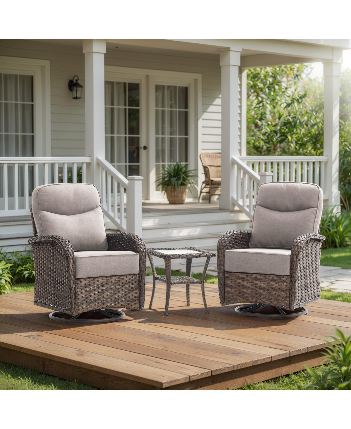Click here for Pocassy 3-Piece Wicker Patio Furniture Set with Th... prices