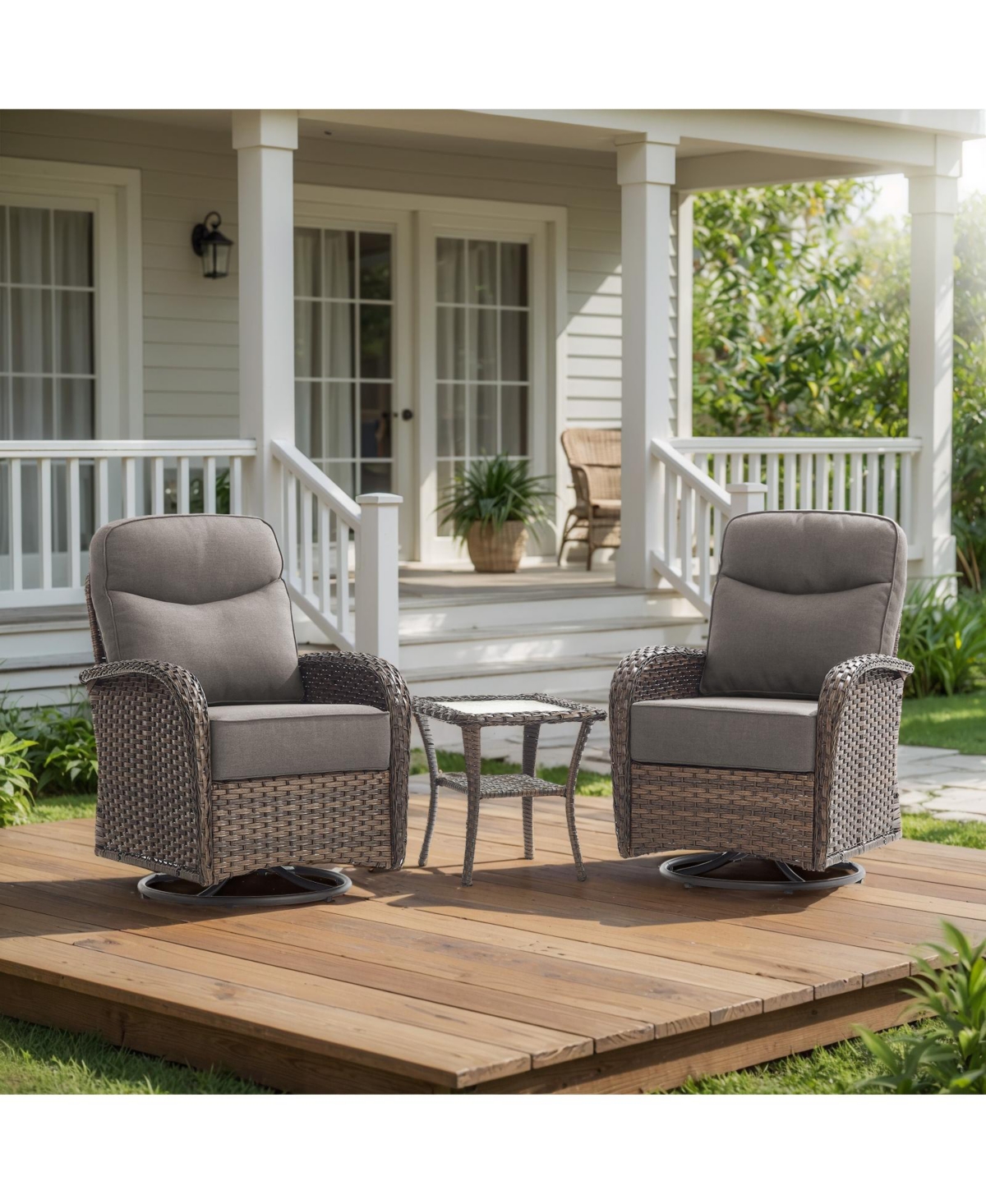 Click here for Pocassy 3-Piece Wicker Patio Furniture Set with Th... prices