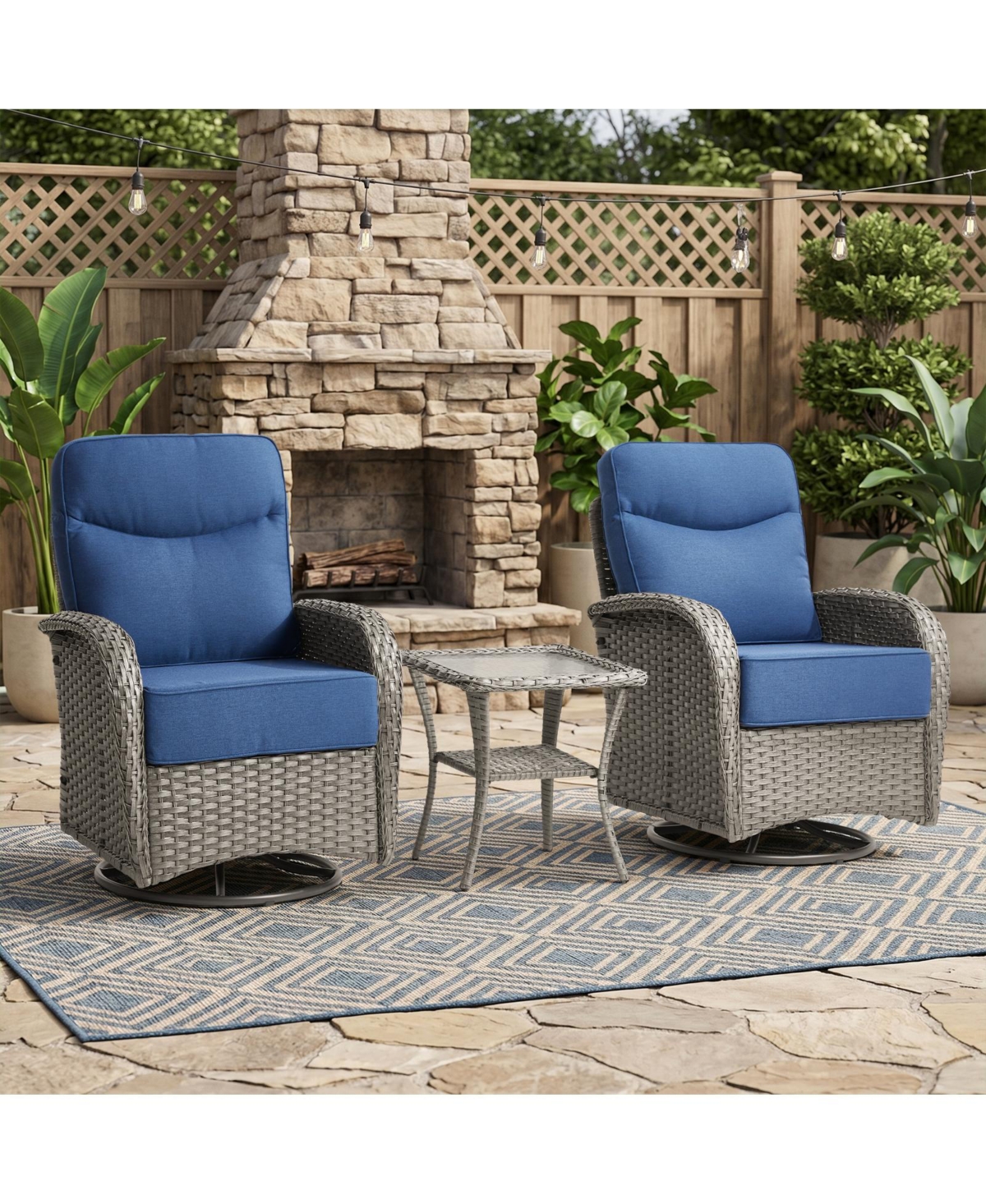 Click here for Pocassy 3-Piece Wicker Patio Furniture Set with Th... prices