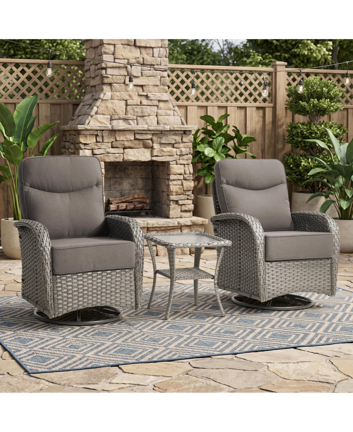 Click here for Pocassy 3-Piece Wicker Patio Furniture Set with Th... prices