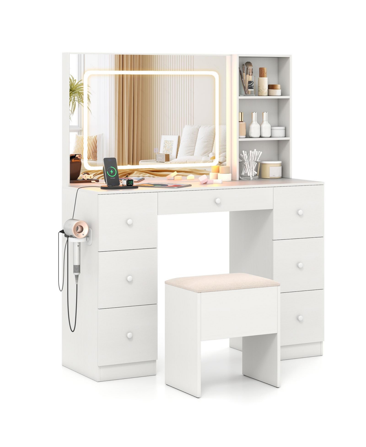 Click here for Slickblue Vanity Desk with Mirror and Lights Makeu... prices