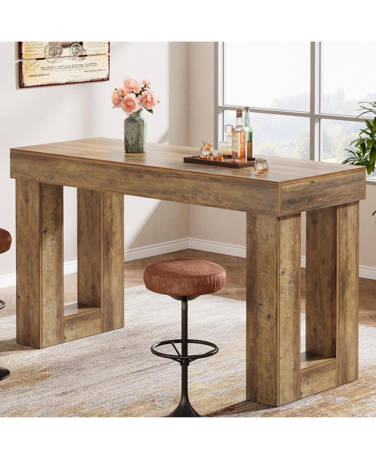 Click here for Tribesigns 63 Counter Height Bar Table  Wooden Hig... prices