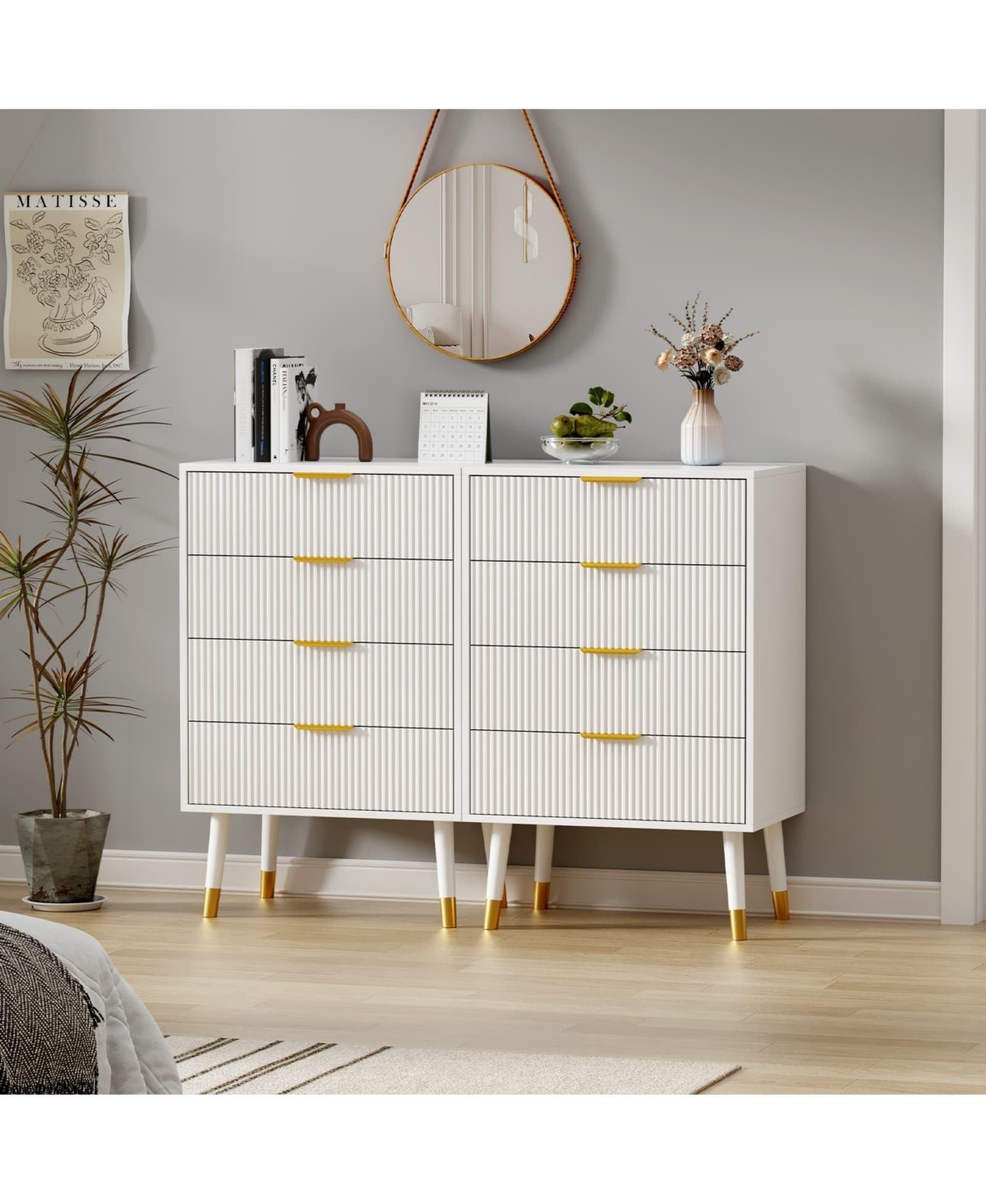 Click here for homfan Modern Fluted Storage Nightstands  4-Drawer... prices