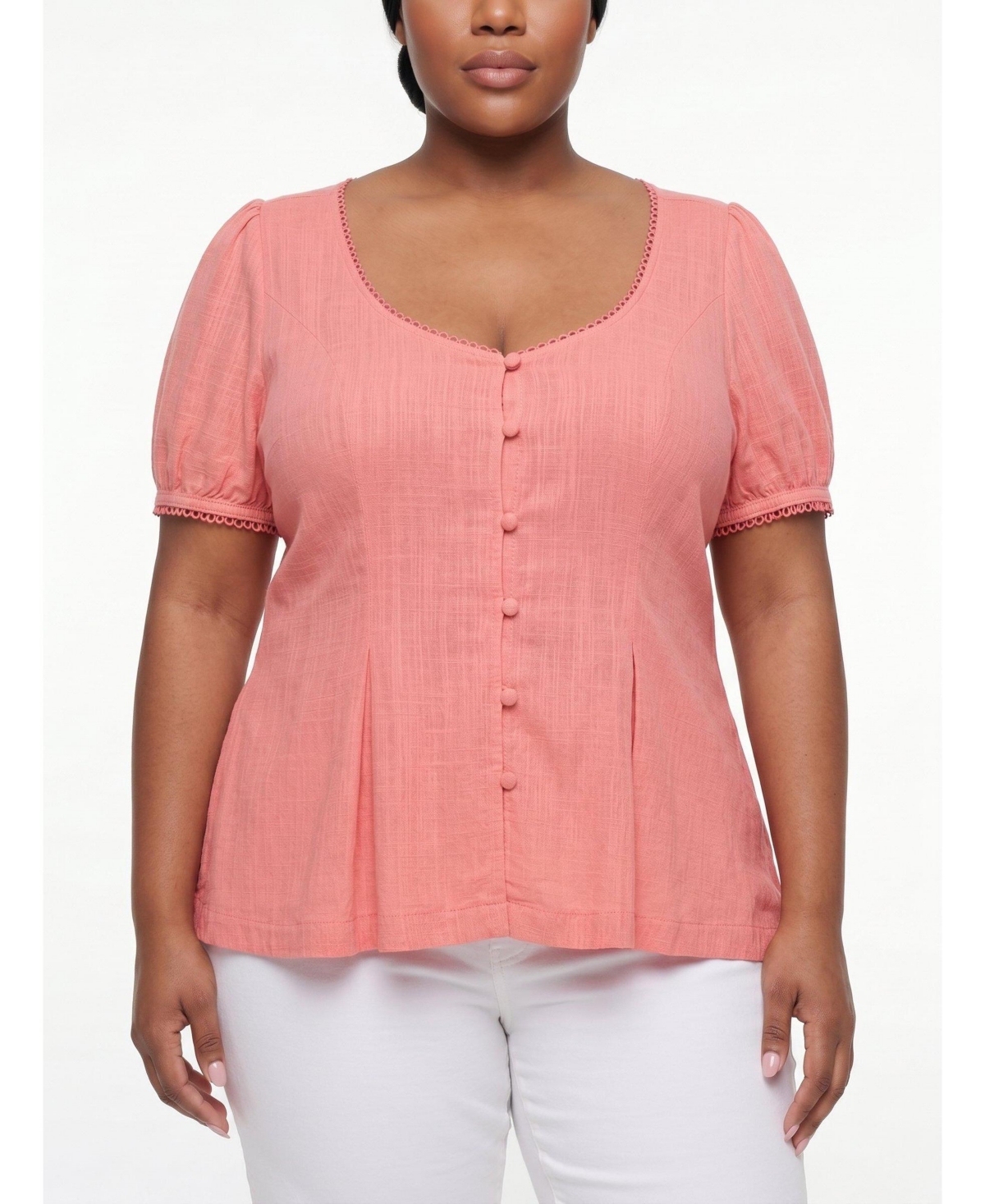 Torrid Plus Size Belle Isle Button Front Top - Lantana