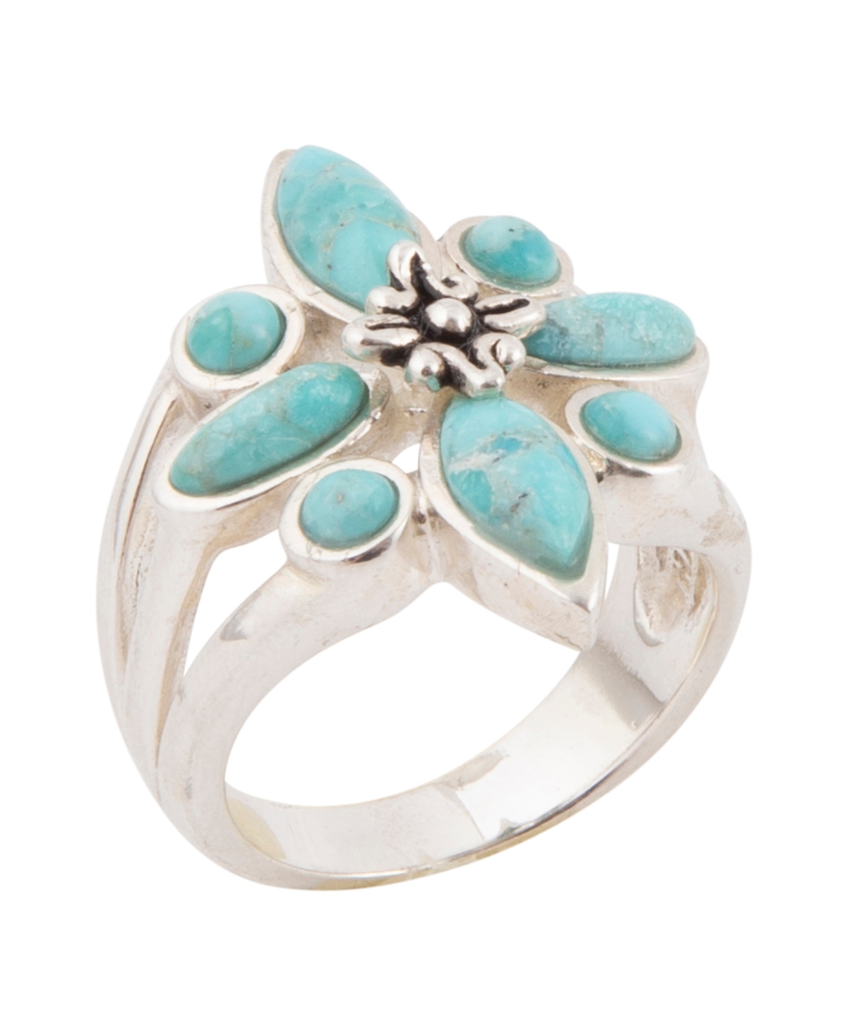 Click here for Barse Floral Blue Turquoise and Silver Statement R... prices