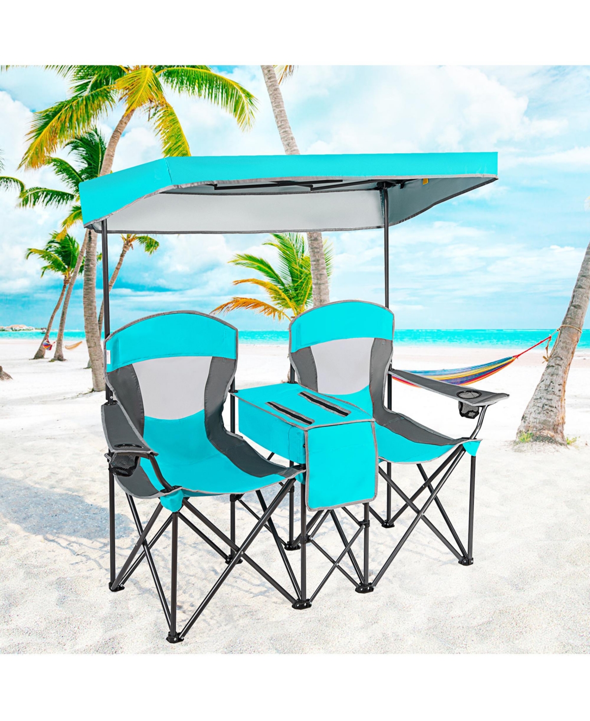 Click here for Gymax Folding 2-person Camping Chairs Double Sunsh... prices