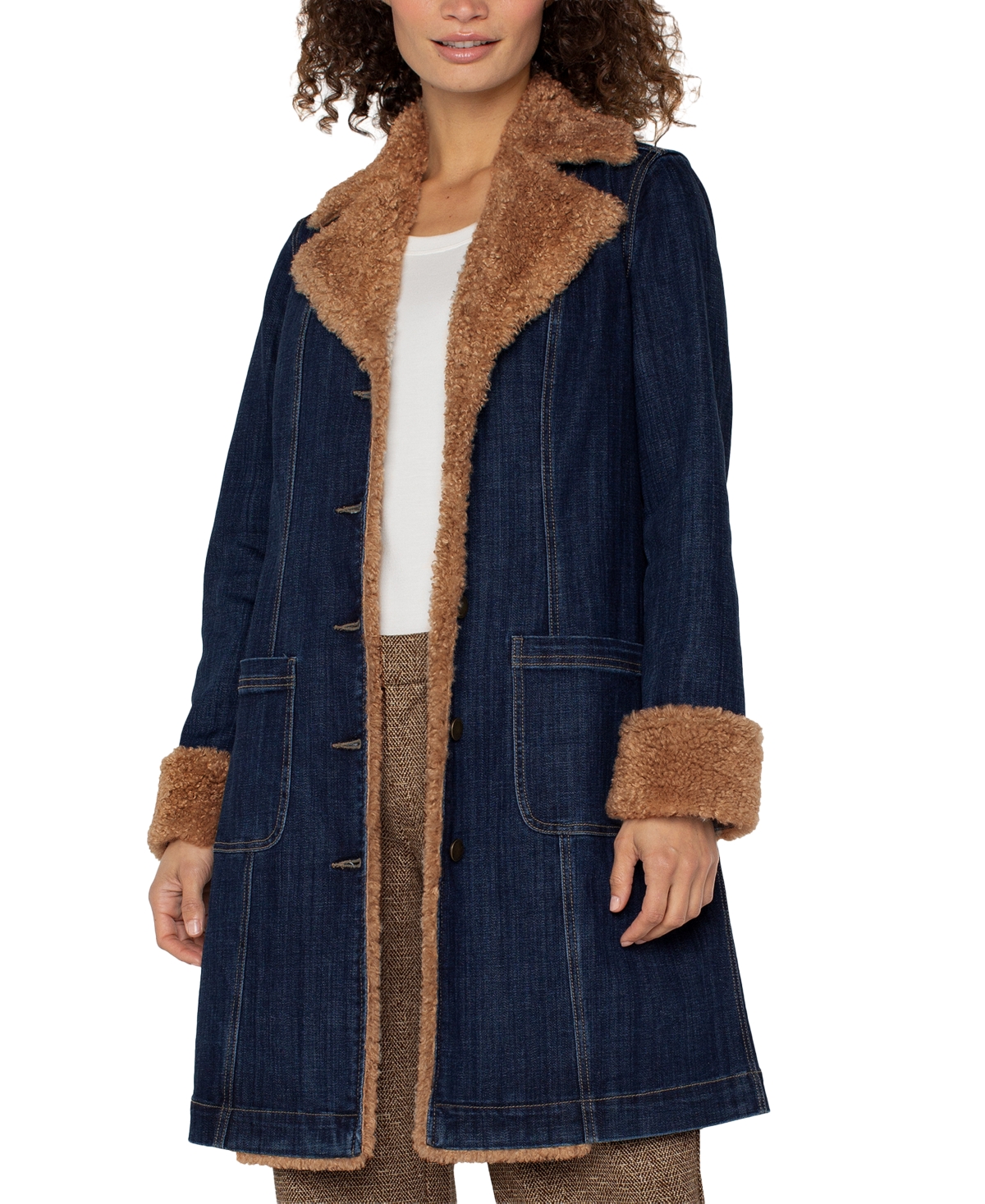 Click here for Liverpool Los Angeles Petite Sherpa Notch-Collar D... prices
