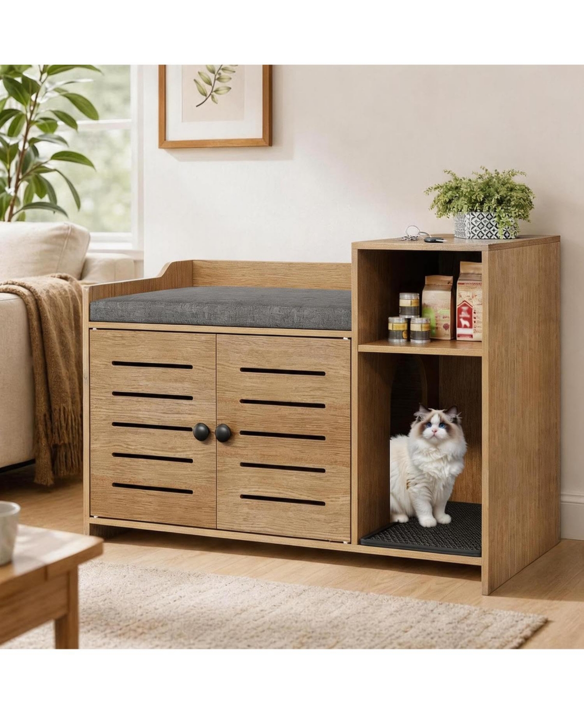 Click here for homfan Hidden Litter Box Furniture with Cushion  M... prices