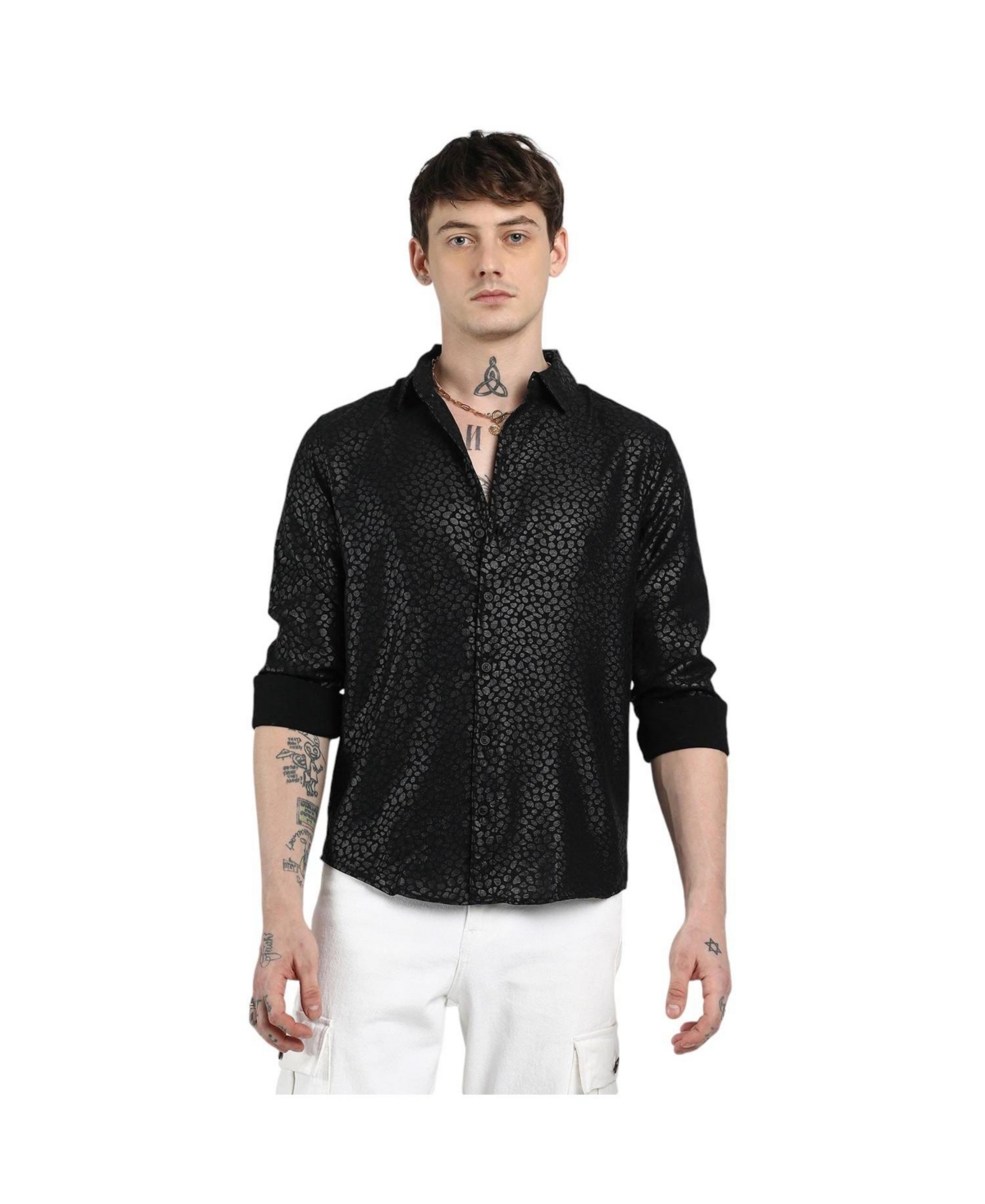 Click here for Campus Sutra Mens Onyx Pavement Shirt - Black prices