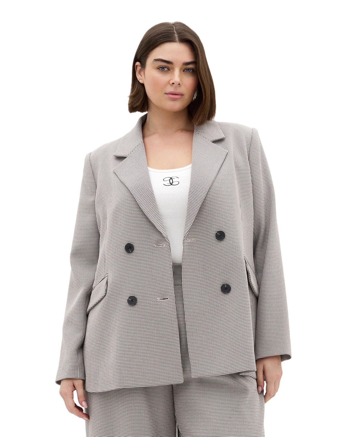Click here for City Chic Plus Size Hailey Check Double-Breasted H... prices