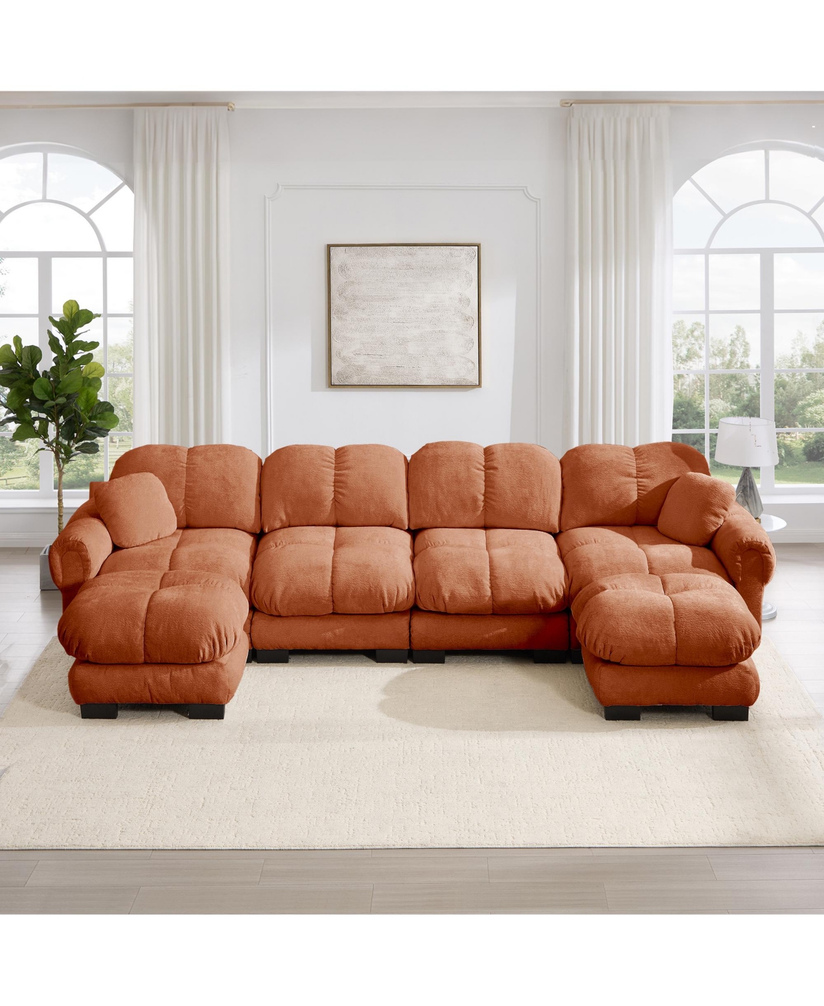 Click here for Boyel Living Oversize Chenille U-Shaped Sofa Deep... prices