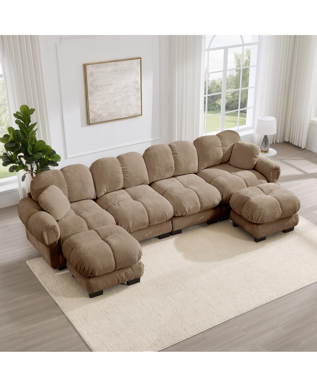 Click here for Boyel Living Oversize Chenille U-Shaped Sofa Deep... prices