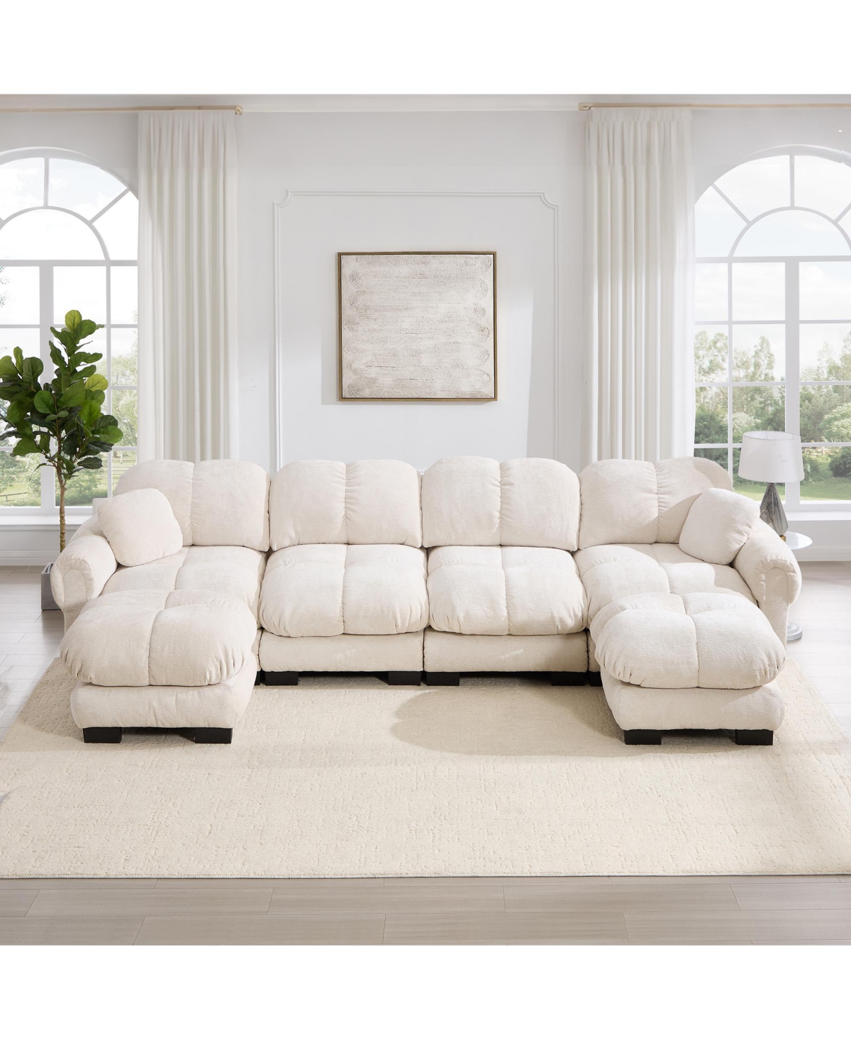 Click here for Boyel Living Oversize Chenille U-Shaped Sofa Deep... prices
