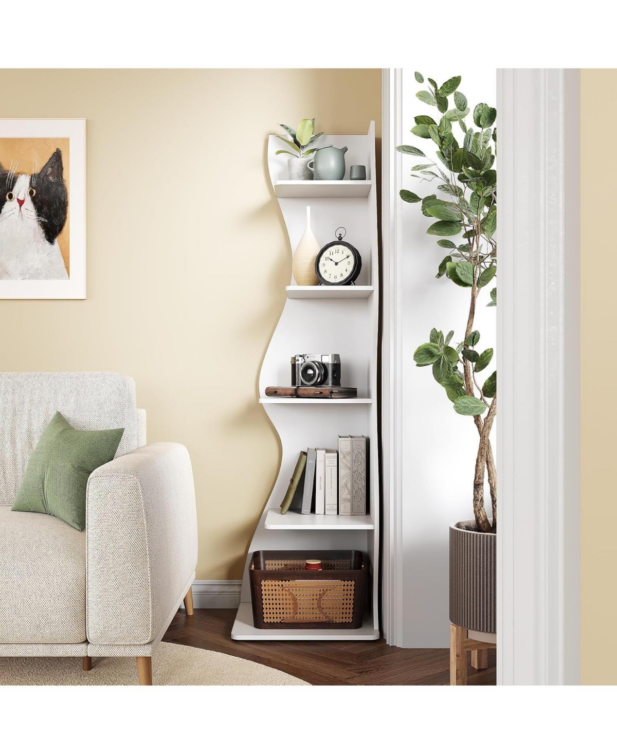 Click here for Tribesigns 5-Tier Wavy Corner Bookshelf with Curve... prices