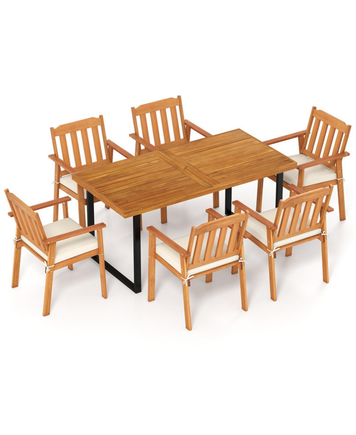 Click here for Gouun 7 Piece Acacia Wood Patio Dining Set with Ta... prices