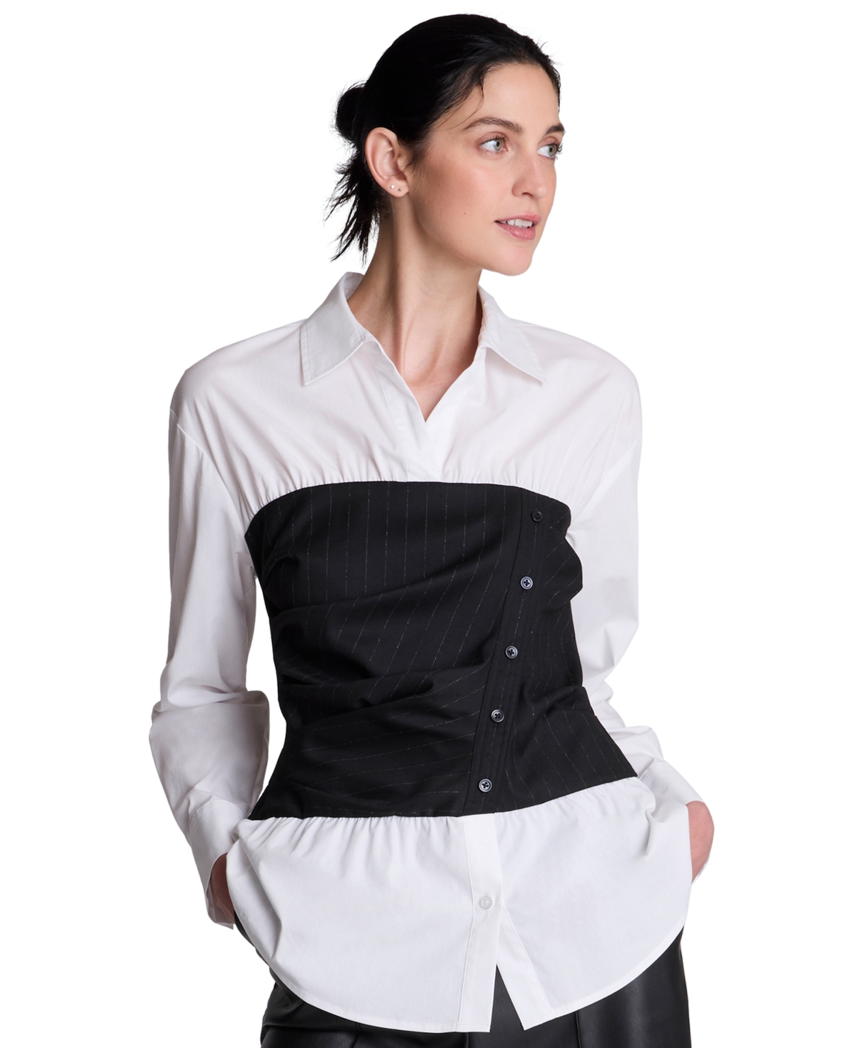 Click here for Kenneth Cole Womens Long-Sleeve Point-Collar Corse... prices