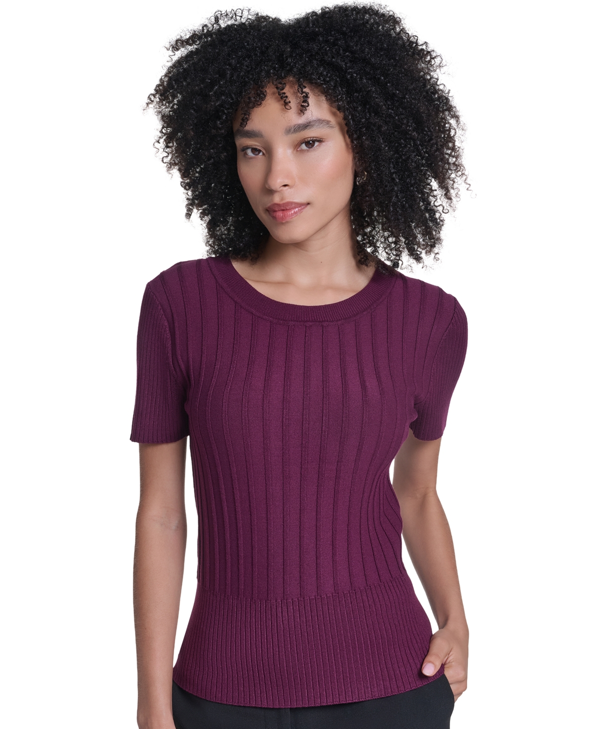 Click here for Karl Lagerfeld Paris Petite Ribbed Crewneck Short-... prices