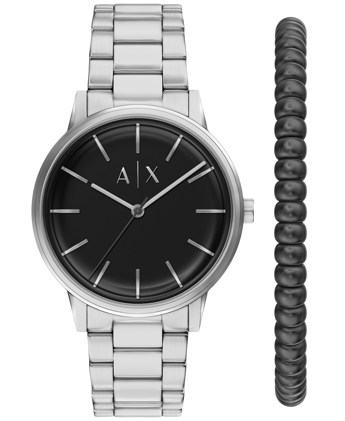 Click here for Armani Exchange Mens Quartz Three Hand Silver Stai... prices