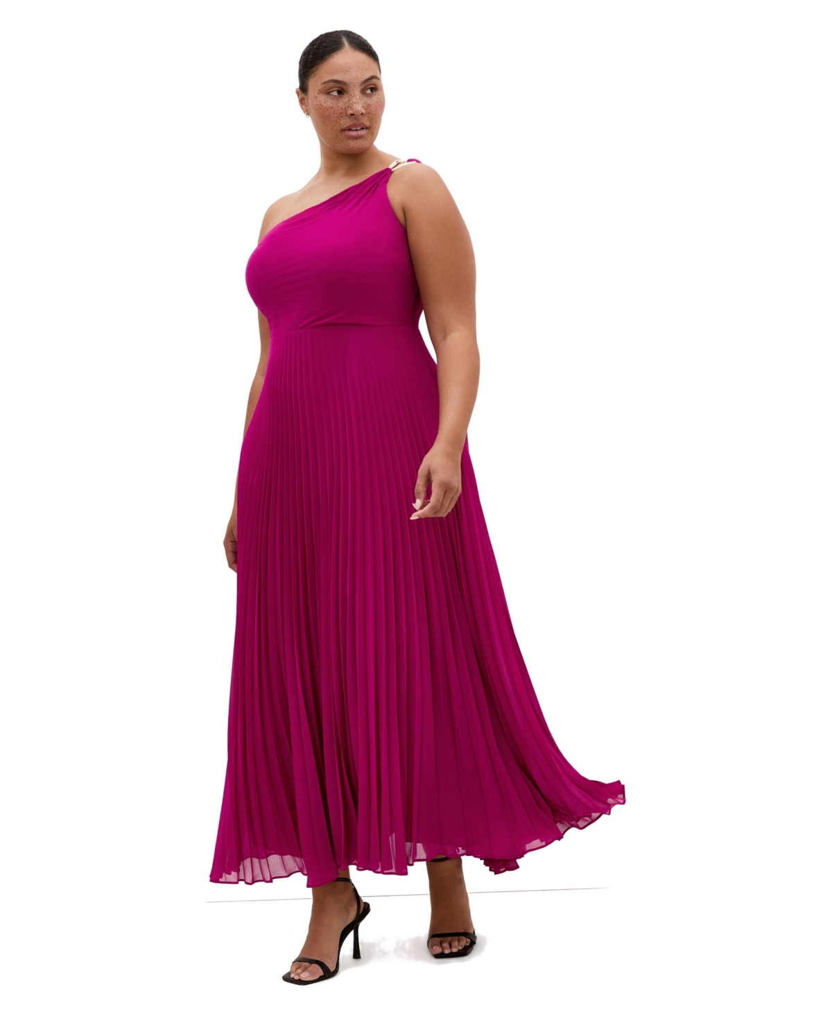 Click here for City Chic Plus Size Eloura One Shoulder Pleat Maxi... prices