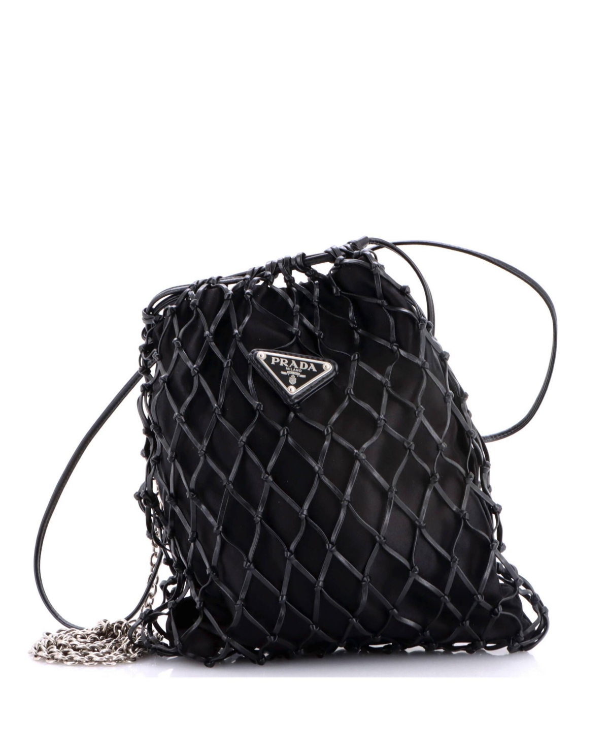 Click here for Pre-Owned Prada Fishnet Chain Crossbody Bag Woven... prices