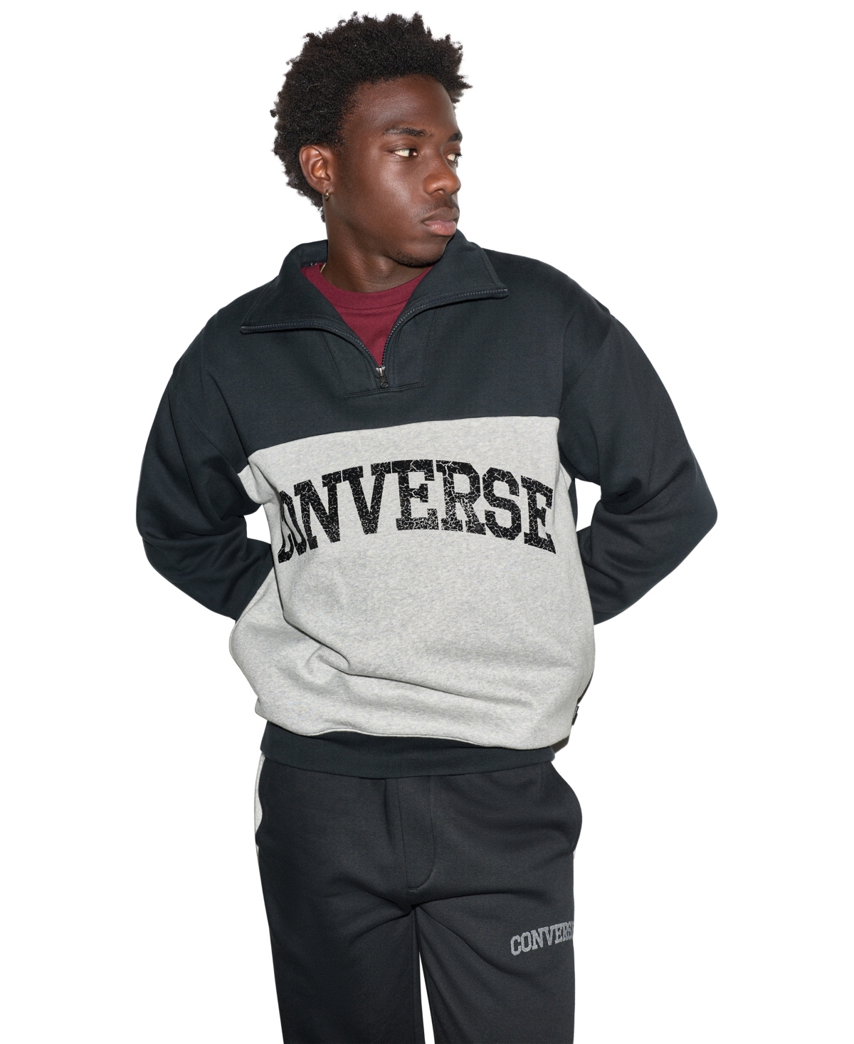 Click here for Converse Mens Chuck Color-Block Quarter-Zip Sweats... prices
