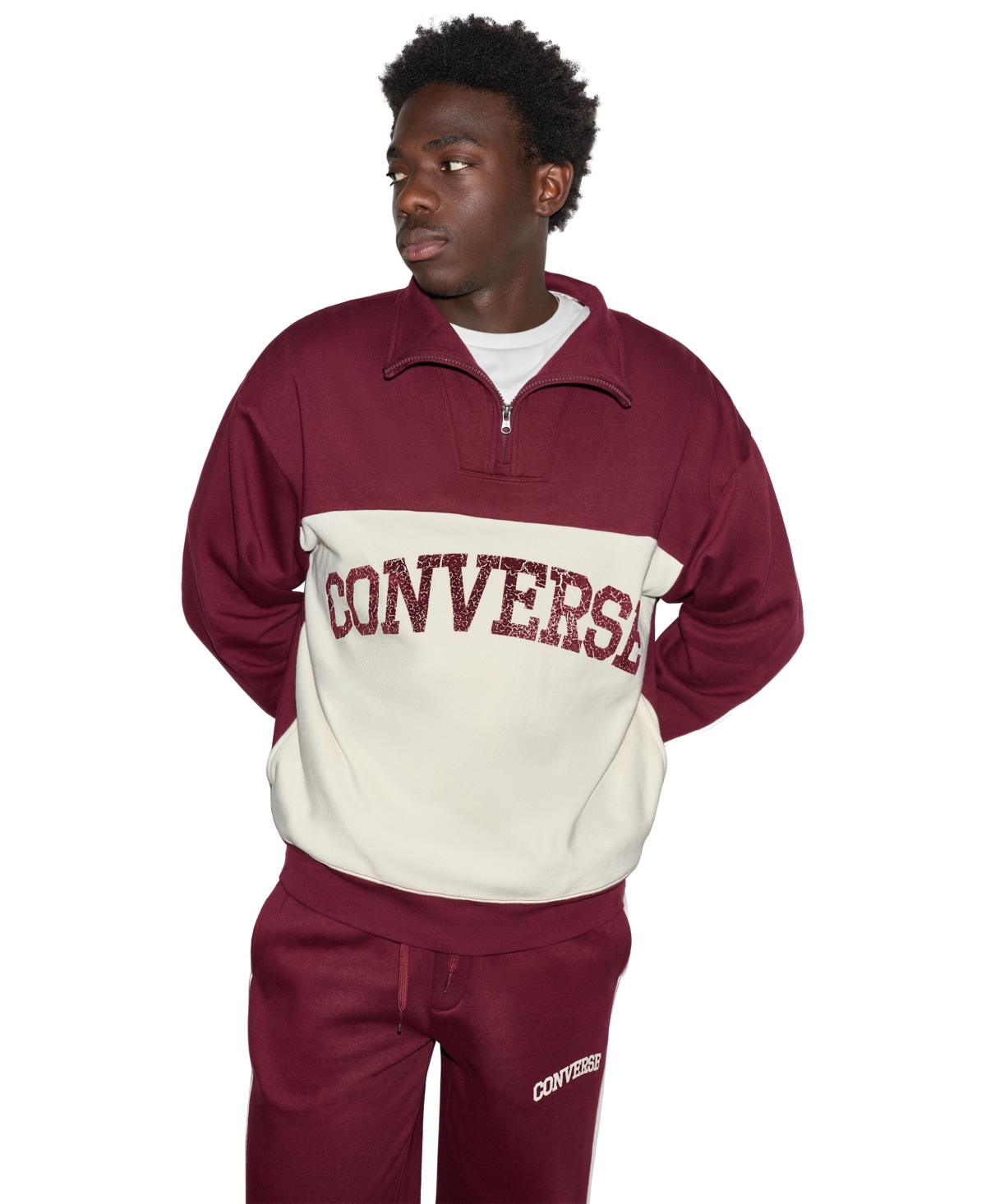 Click here for Converse Mens Chuck Color-Block Quarter-Zip Sweats... prices