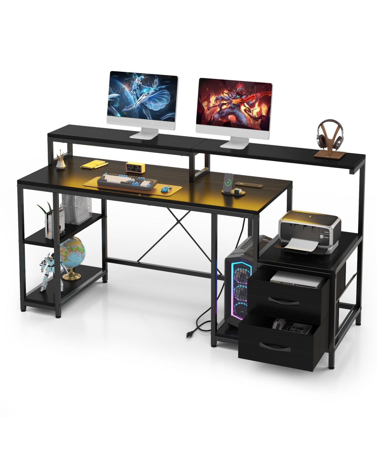 Click here for homfan Computer Gaming Desk with File Drawers  63... prices
