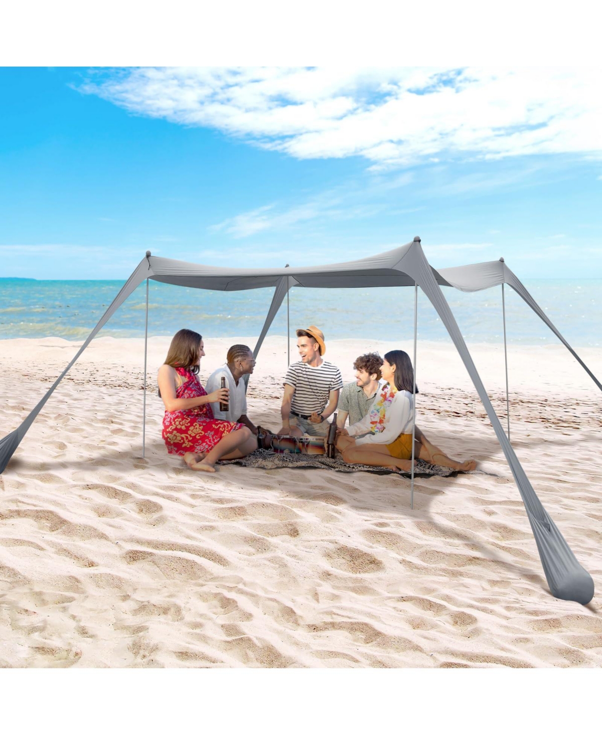 Click here for Aofar Beach Tent Sun Shade Pop Up Shelter 4 Poles... prices