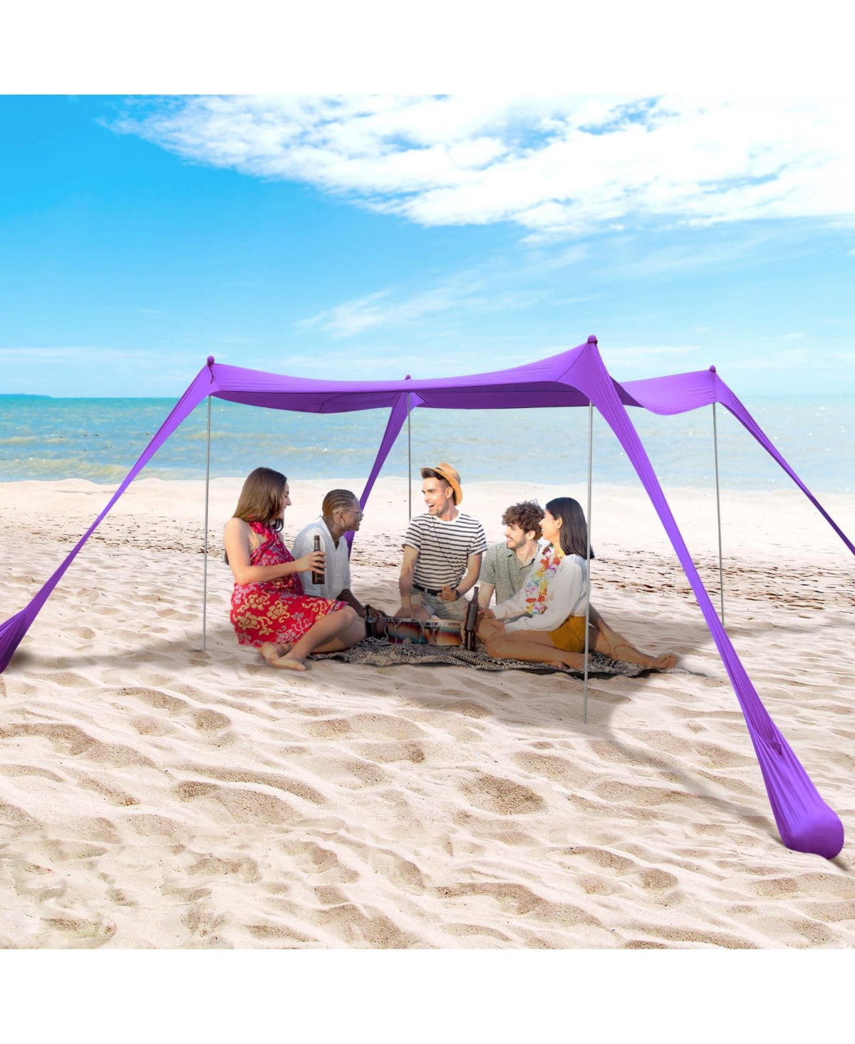 Click here for Aofar Beach Tent Sun Shade Pop Up Shelter 4 Poles... prices