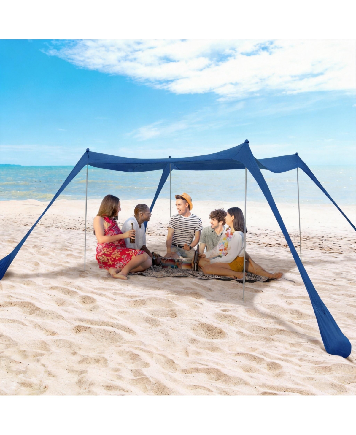 Click here for Aofar Beach Tent Sun Shade Pop Up Shelter 4 Poles... prices