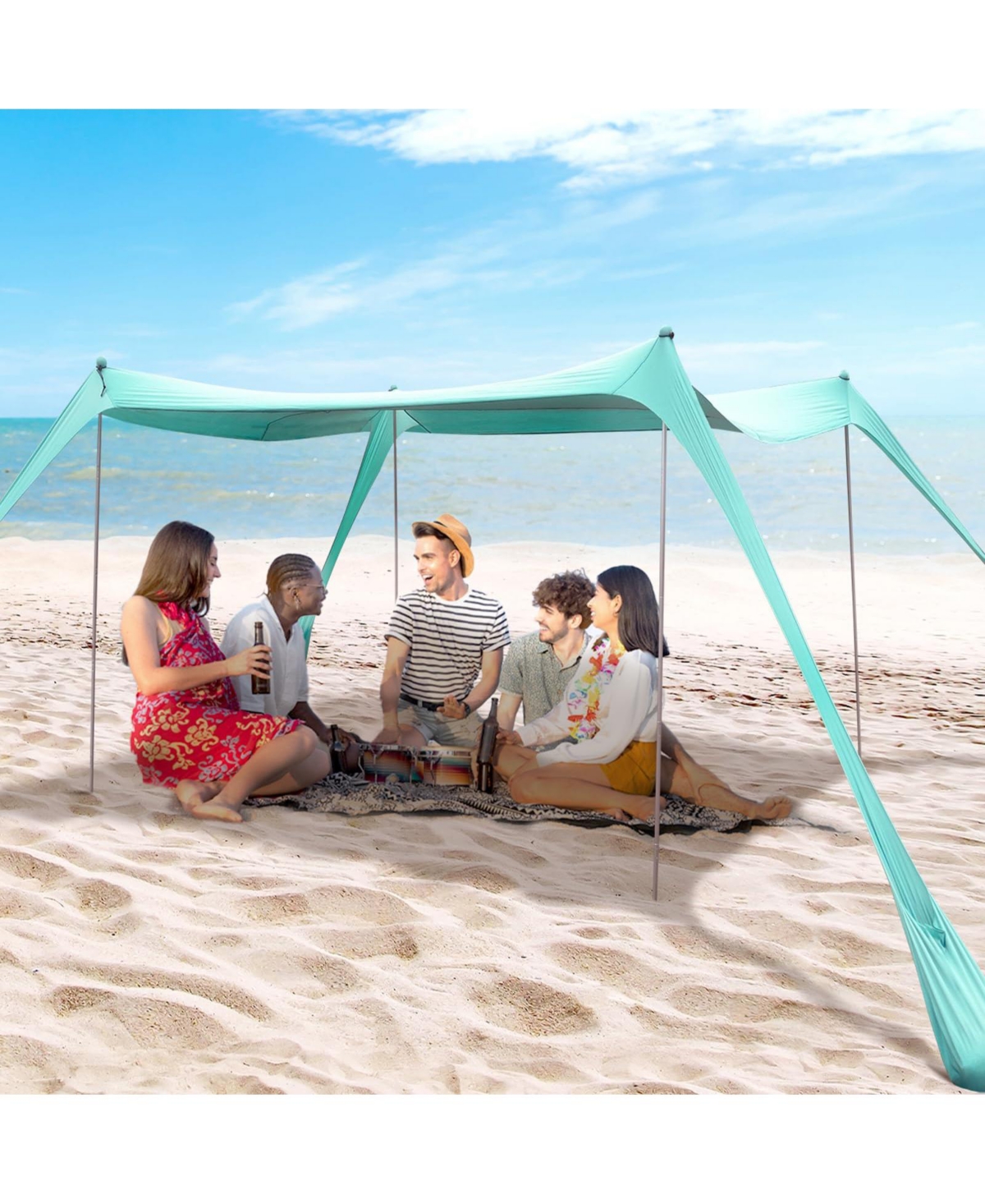 Click here for Aofar Beach Tent Sun Shade Pop Up Shelter 4 Poles... prices