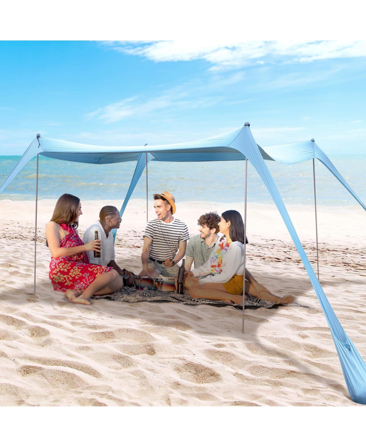 Click here for Aofar Beach Tent Sun Shade Pop Up Shelter 4 Poles... prices