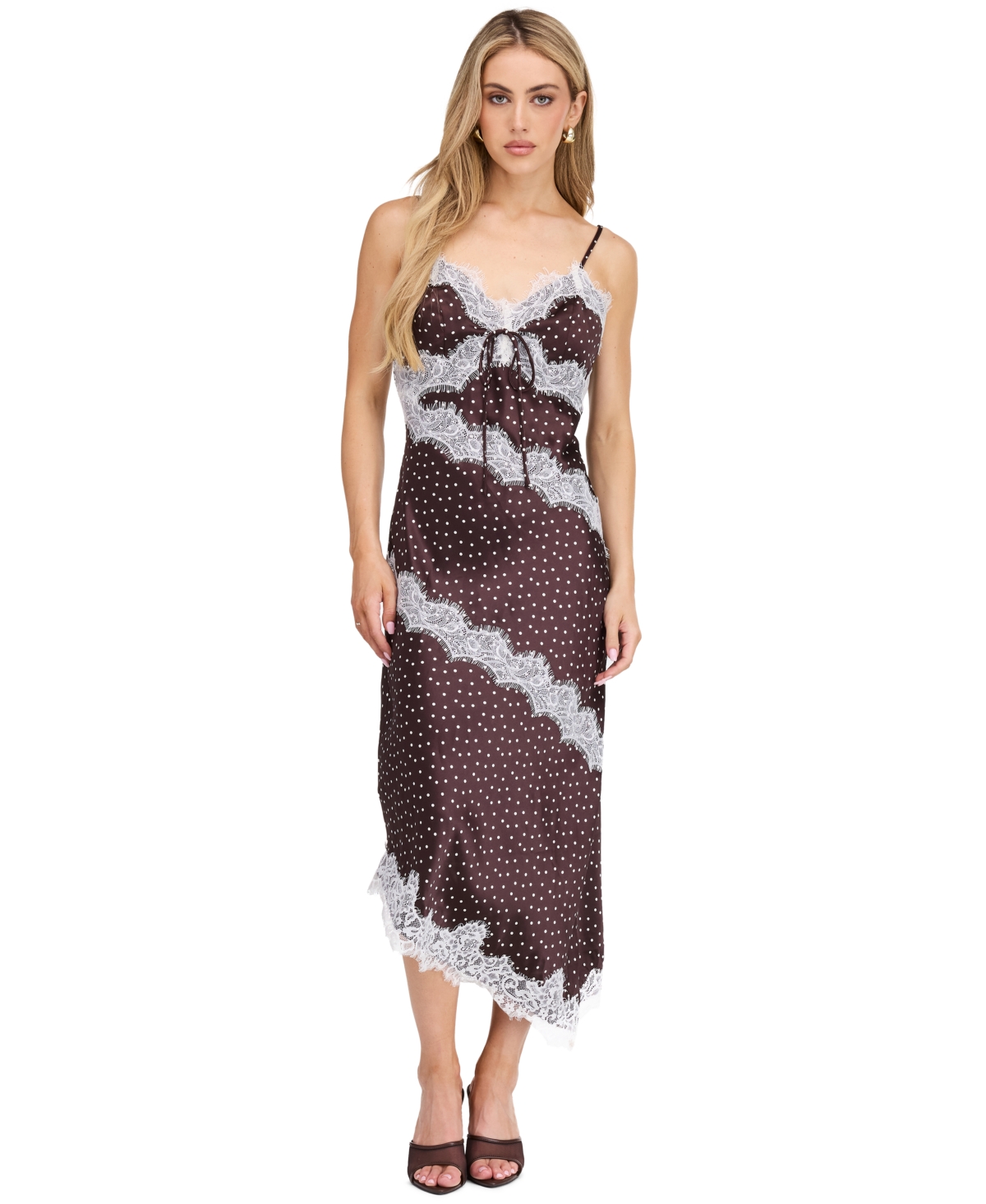 Click here for Kittenish Womens Mia Crepe-Satin Polka-Dot V-Neck... prices