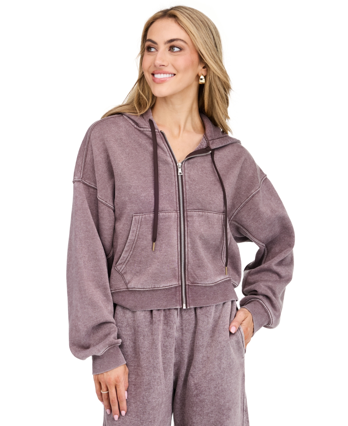 Click here for Kittenish Womens Lounge Crop-Zip Cotton-Blend Swea... prices