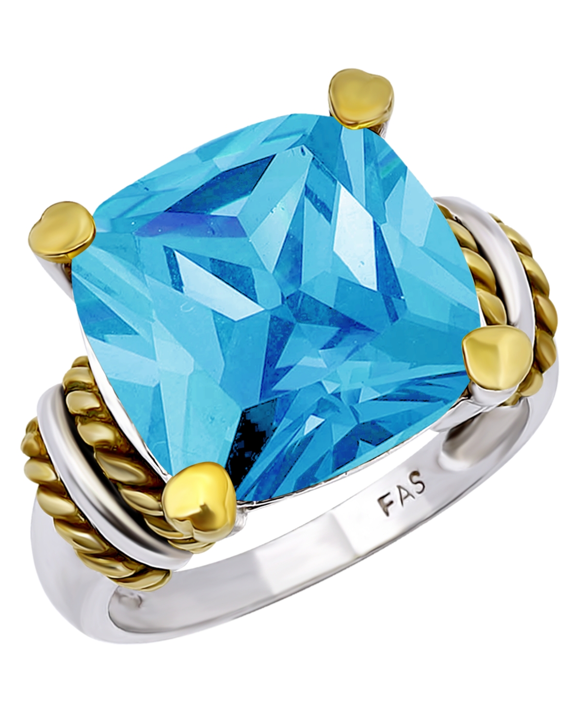 Click here for Macys Cushion Cut Aqua Blue Glass Stone 14k Gold-P... prices