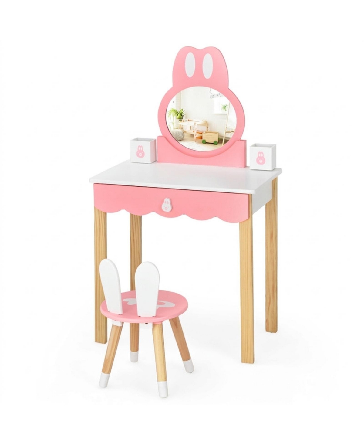 Click here for Gouun Kids Rabbit Vanity Table Chair Set with Deta... prices