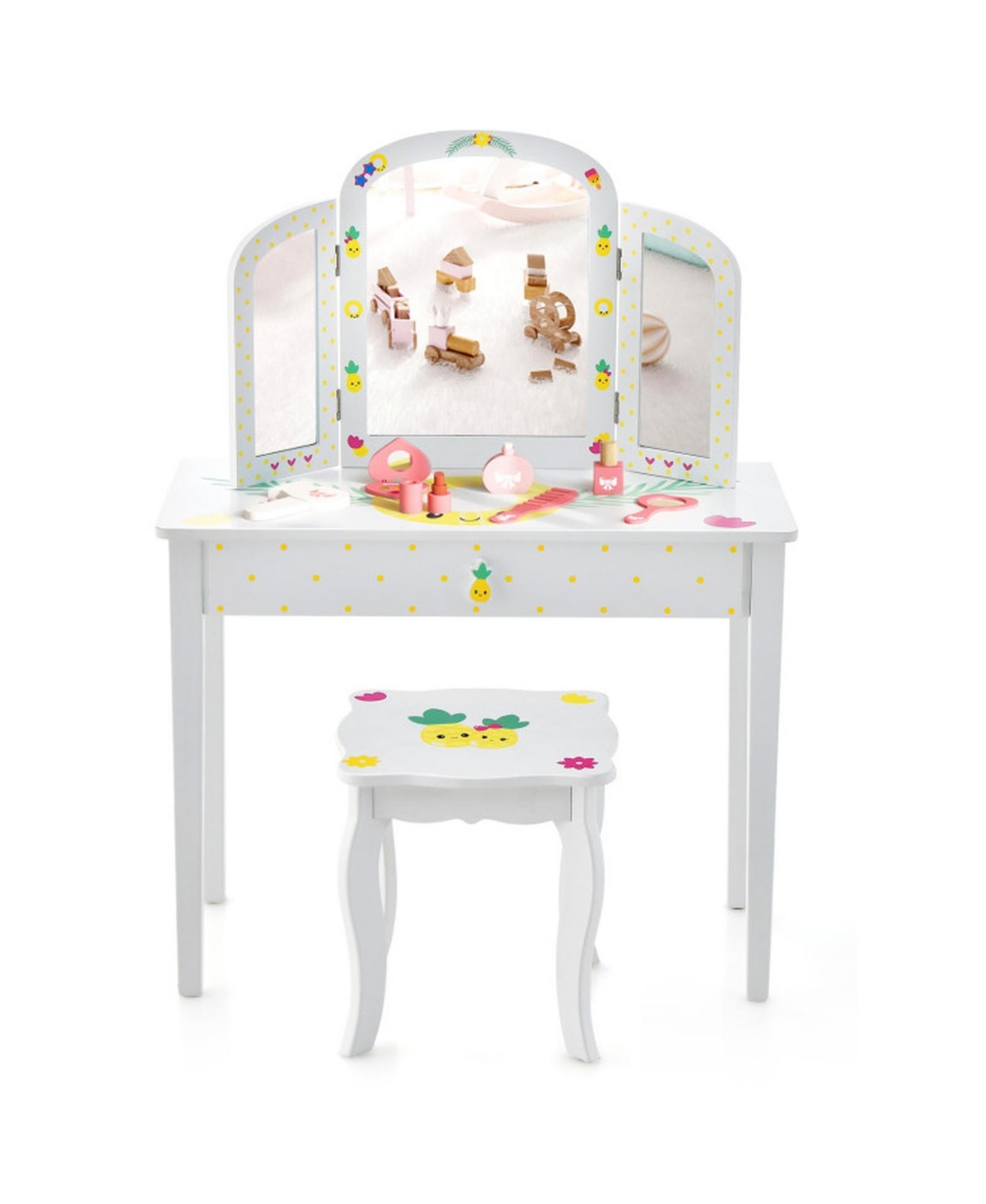 Click here for Gouun Kids Vanity Table Set with Tri-Folding Mirro... prices