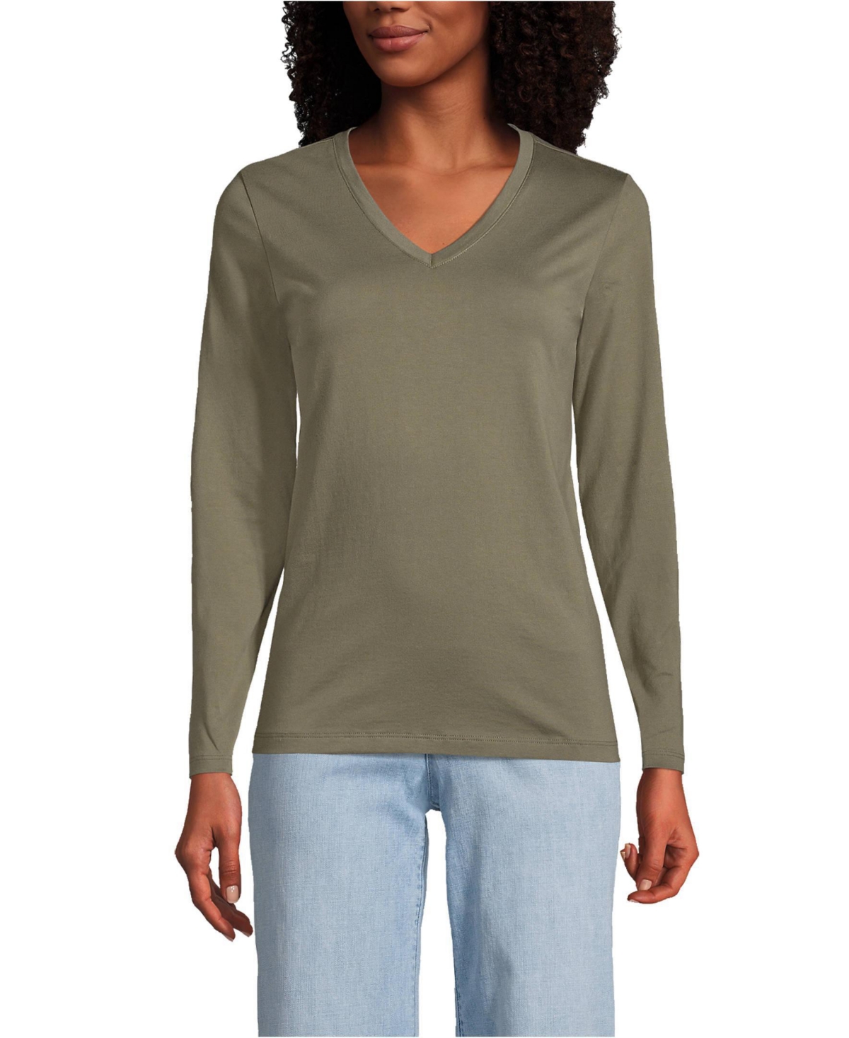Click here for Lands End Womens Tall Supima Cotton Long Sleeve V-... prices