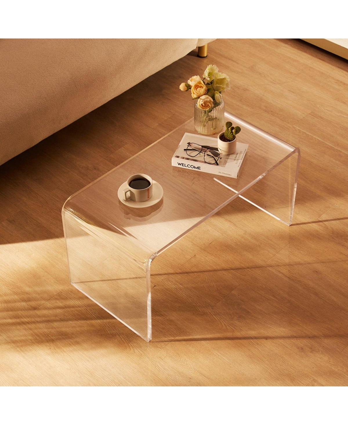 Click here for Slickblue Modern C Shaped Acrylic Side Table with... prices