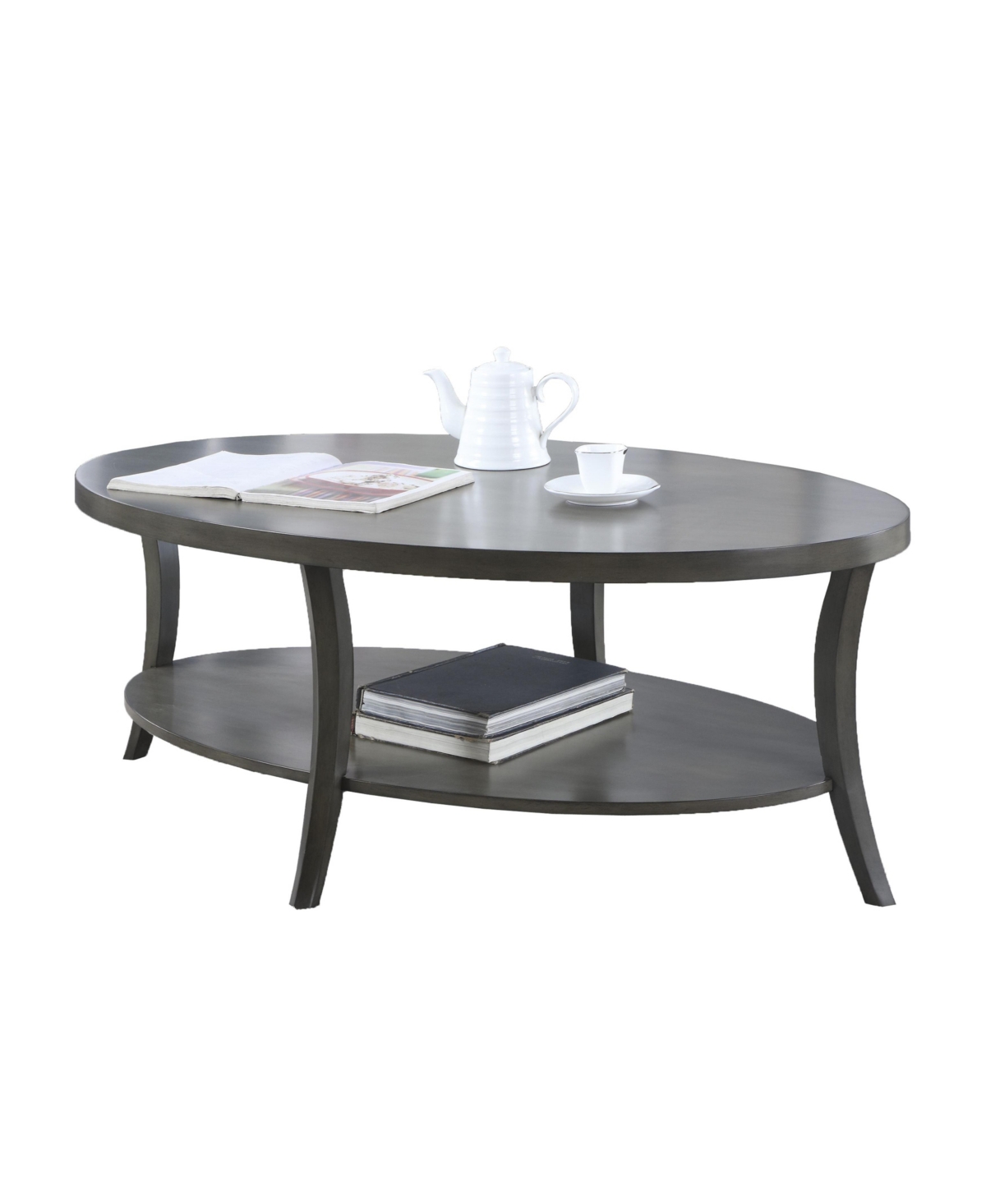 Click here for Flynama 48 Oval Coffee Table with Shelf - Gray prices