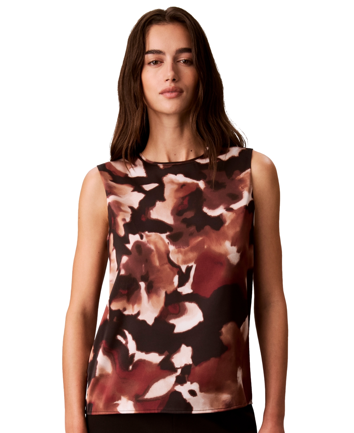 Click here for Calvin Klein Petite Sleeveless Crewneck Print Shel... prices