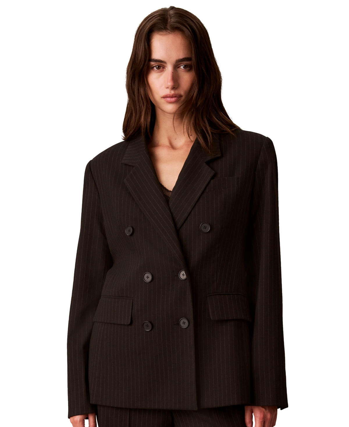 Click here for Calvin Klein Womens Petite Double Breasted Notch C... prices