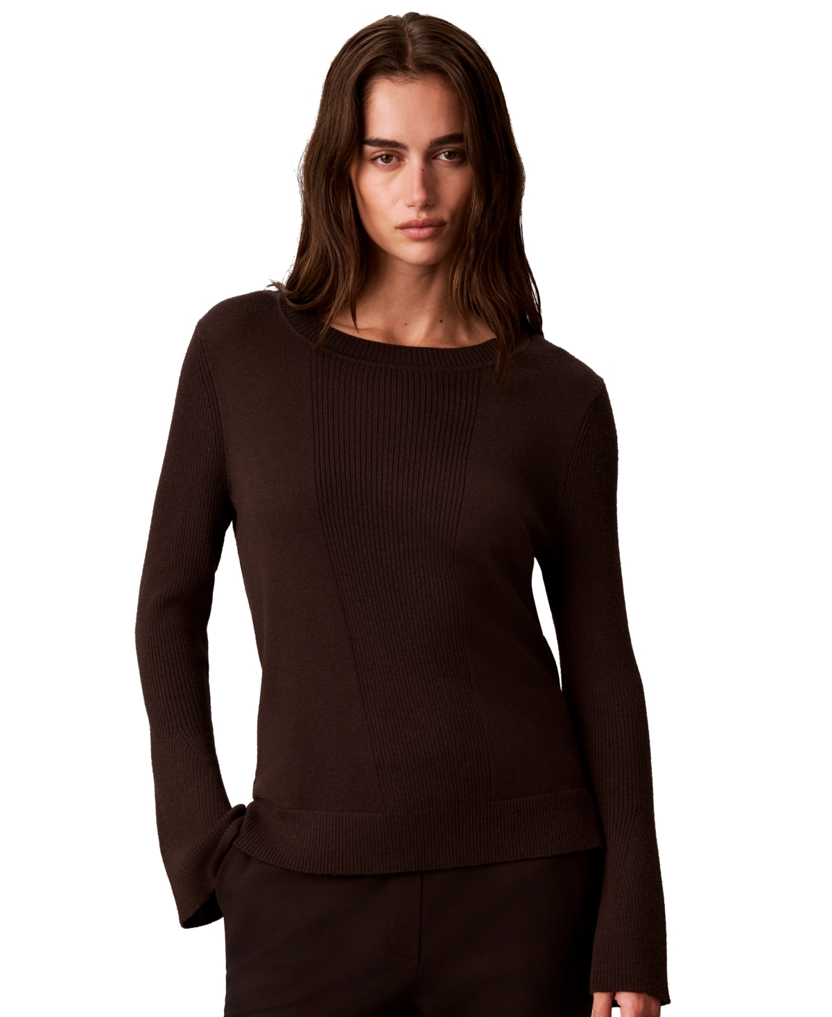 Click here for Calvin Klein Womens Petite Ribbed Sculpted-Sleeve... prices