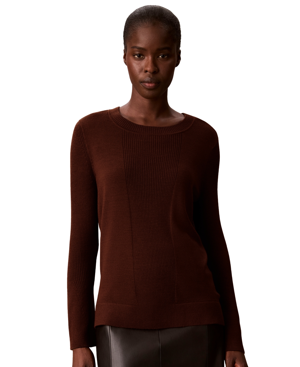 Click here for Calvin Klein Womens Petite Ribbed Sculpted-Sleeve... prices