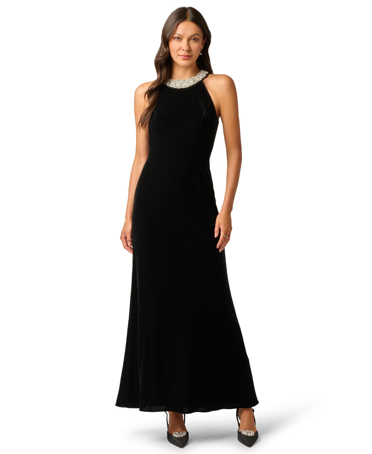 Click here for Adrianna Papell Womens Pearly Collar Velvet Halter... prices