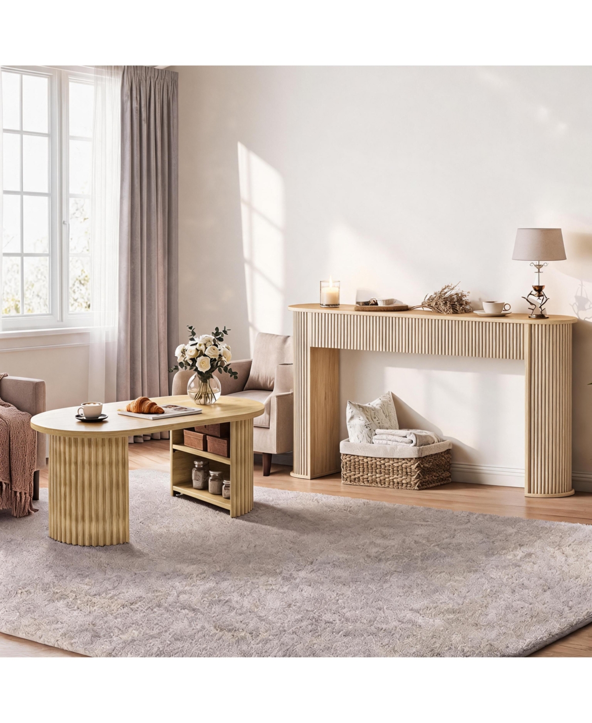 Click here for Gaomon Living Room Furniture Set of 2 Fluted Conso... prices