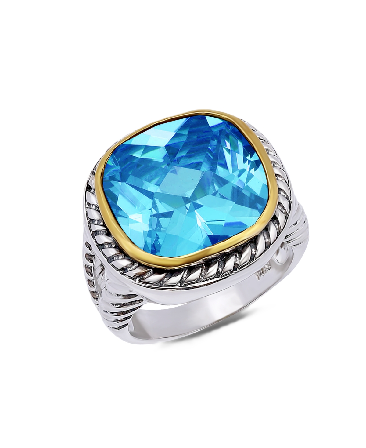 Click here for Macys Cushion Cut Bezel Aqua Glass Oxidized Twist... prices