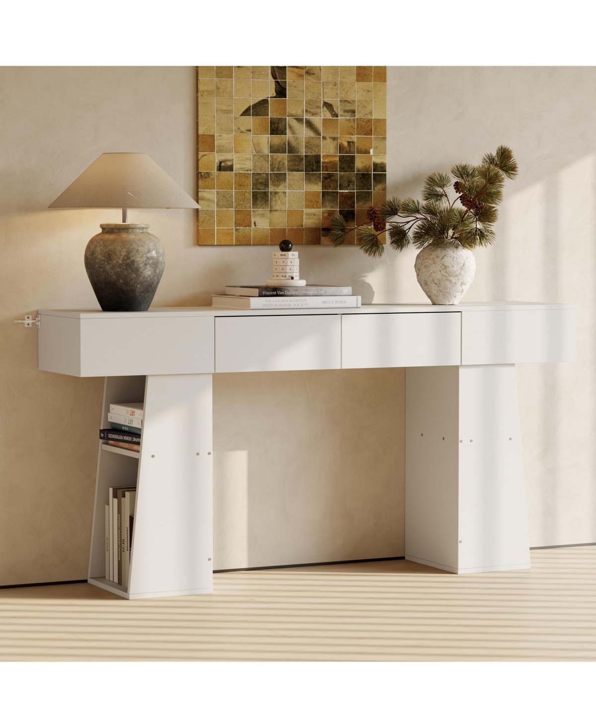 Click here for 63 Long Console Table with 2 Drawers  Modern Farmh... prices